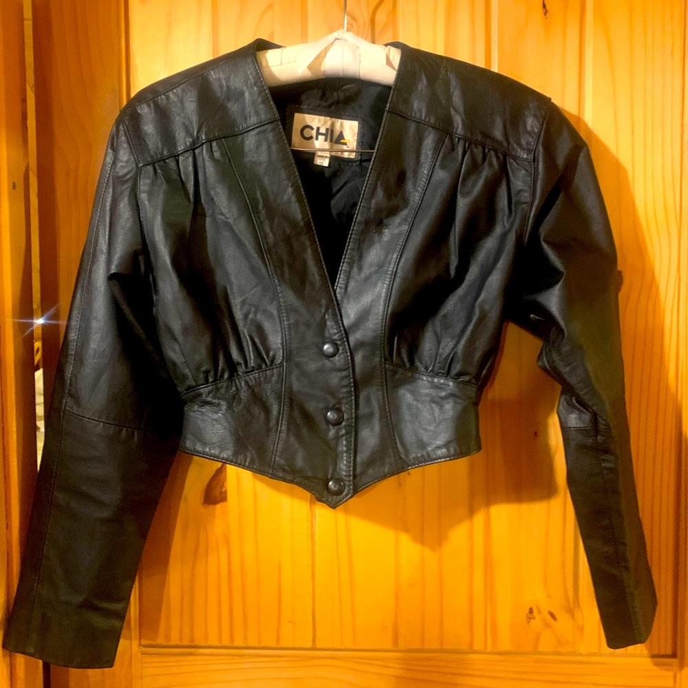 Badass Vintage Chia Cropped Leather Jacket! - Gem